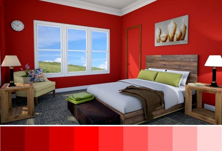 Variantes de color rojo para paredes en interiores : PintoMiCasa.com